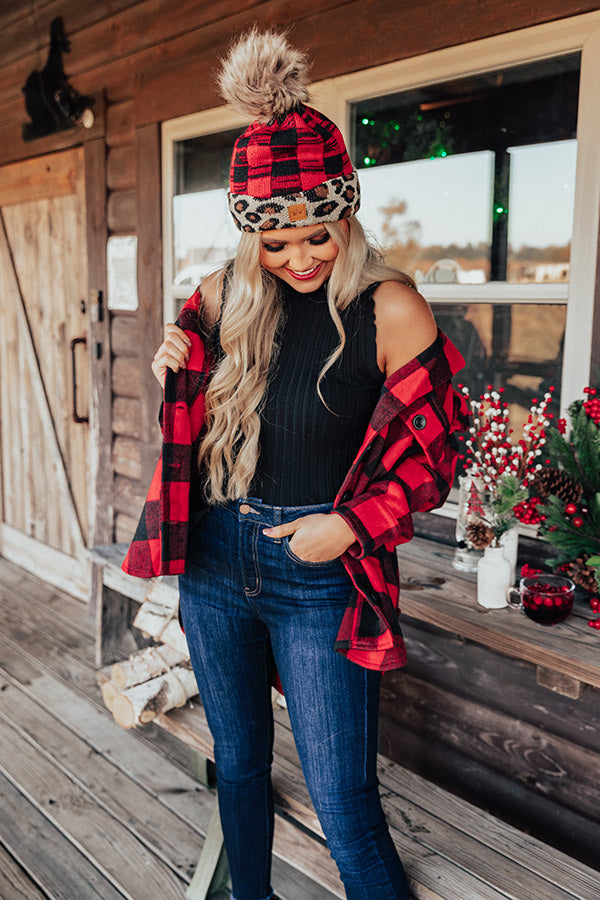 Hot Cocoa Moment Buffalo Check Coat In Red • Impressions Online Boutique