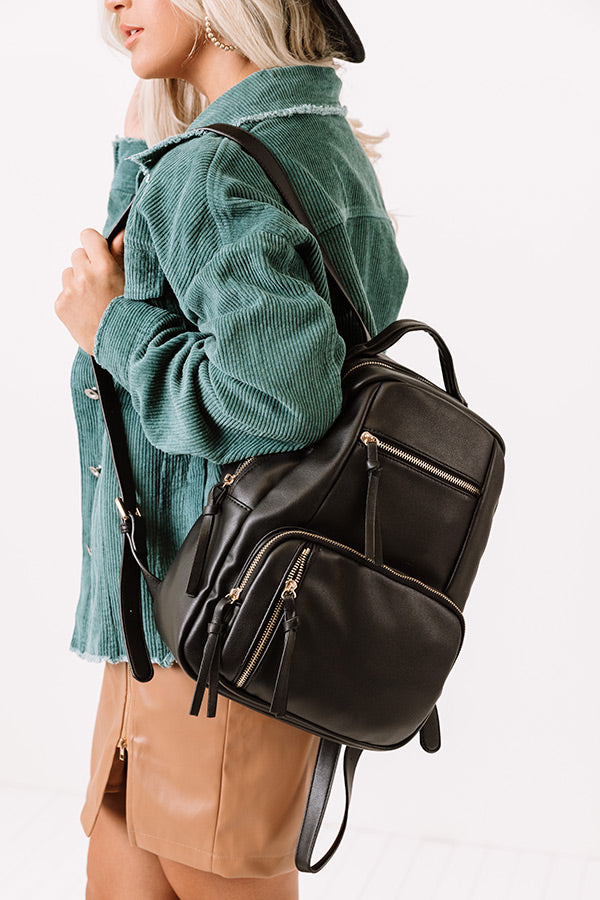 Hiding Out Faux Leather Backpack In Black • Impressions Online Boutique