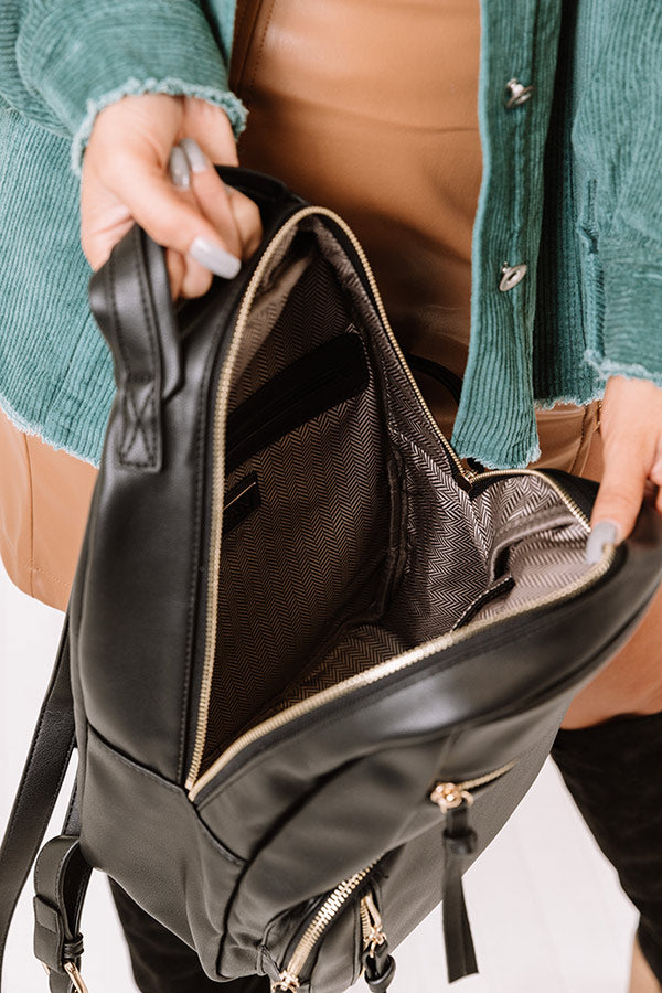 Hiding Out Faux Leather Backpack In Black • Impressions Online Boutique