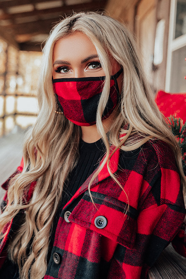 YuleTide Cheer Buffalo Check Cloth Face Mask • Impressions Online Boutique
