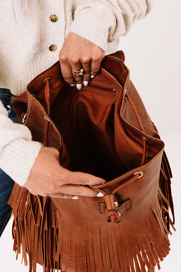 Chic Checklist Fringe Backpack In Maple • Impressions Online Boutique