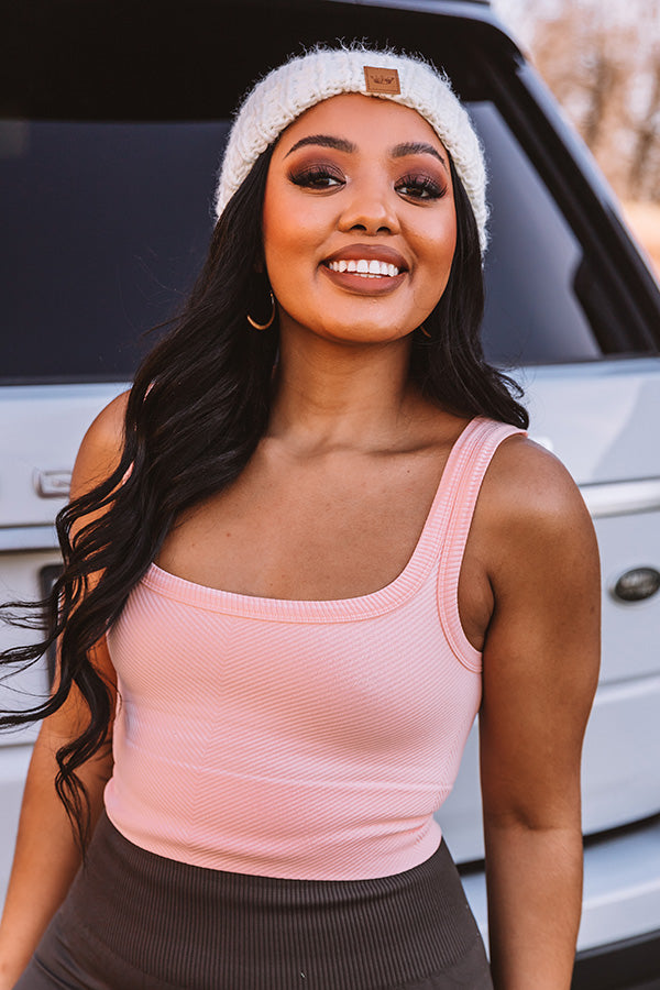 Barre Bombshell Ribbed Crop Top in Peach • Impressions Online Boutique