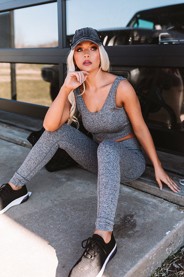 Barre Bombshell Ribbed Sports Bra in Grey • Impressions Online Boutique