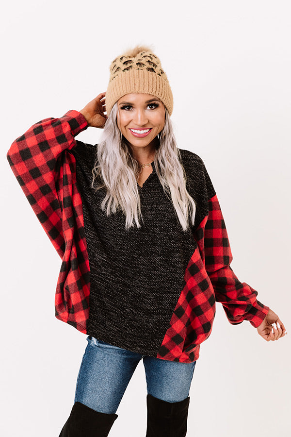 Festive Touch Checkered Top in Red • Impressions Online Boutique