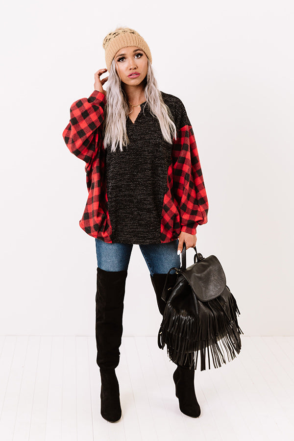 Festive Touch Checkered Top in Red • Impressions Online Boutique