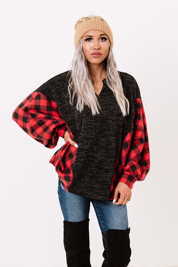 Festive Touch Checkered Top in Red • Impressions Online Boutique