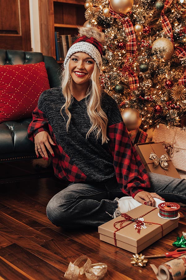 Festive Touch Checkered Top in Red • Impressions Online Boutique