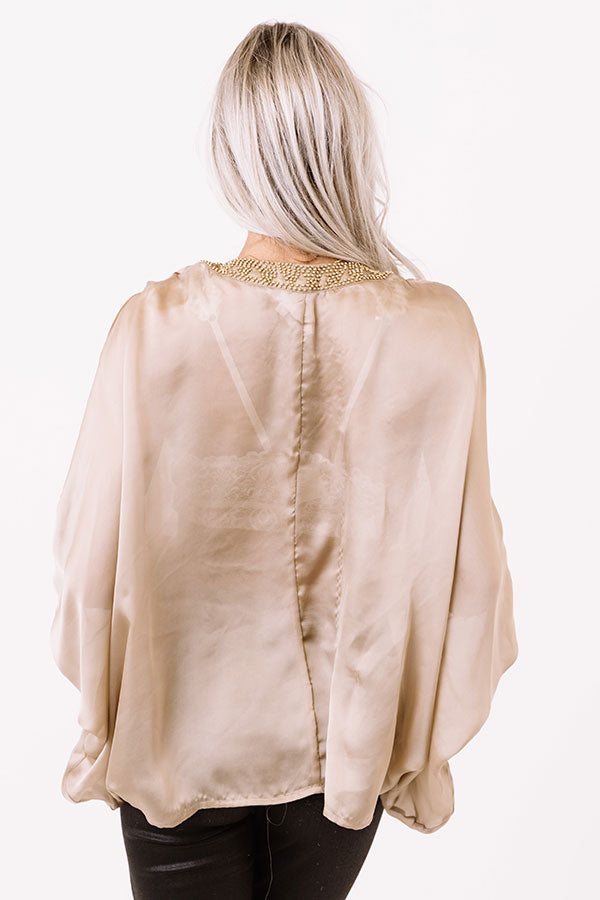 Brilliantly Beaming Beaded Top in Taupe • Impressions Online Boutique
