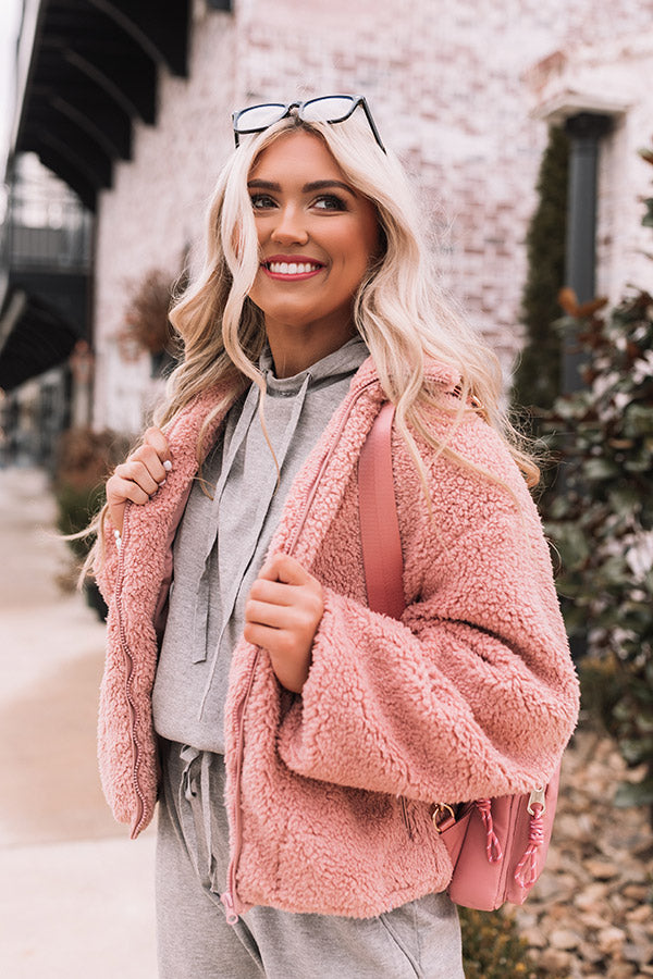 Snow Tipped Sherpa Jacket in Pink • Impressions Online Boutique