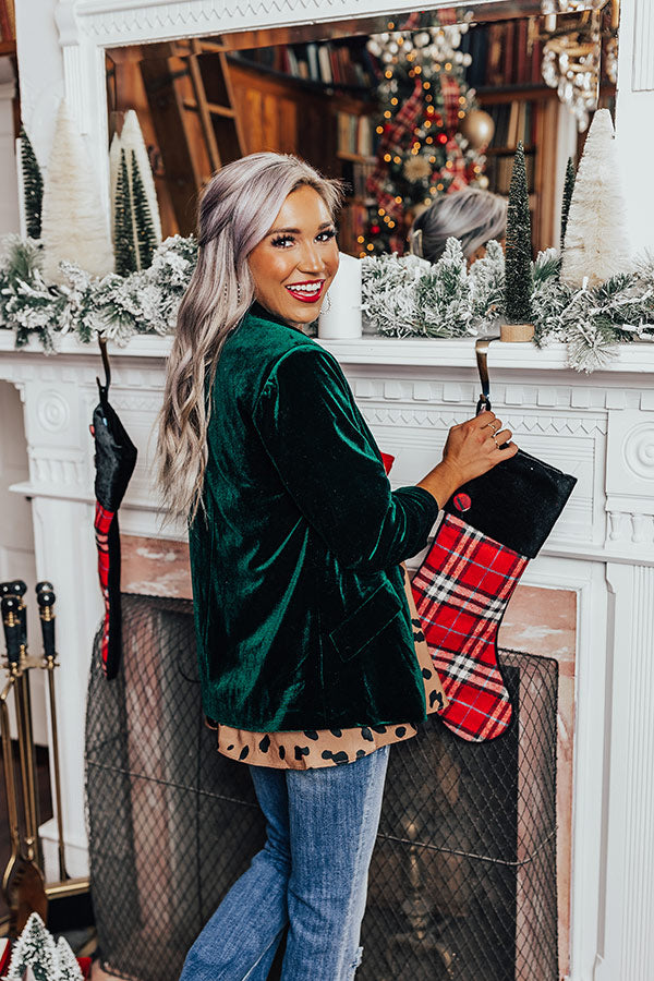 Chic Influencer Velvet Blazer In Hunter Green • Impressions Online Boutique