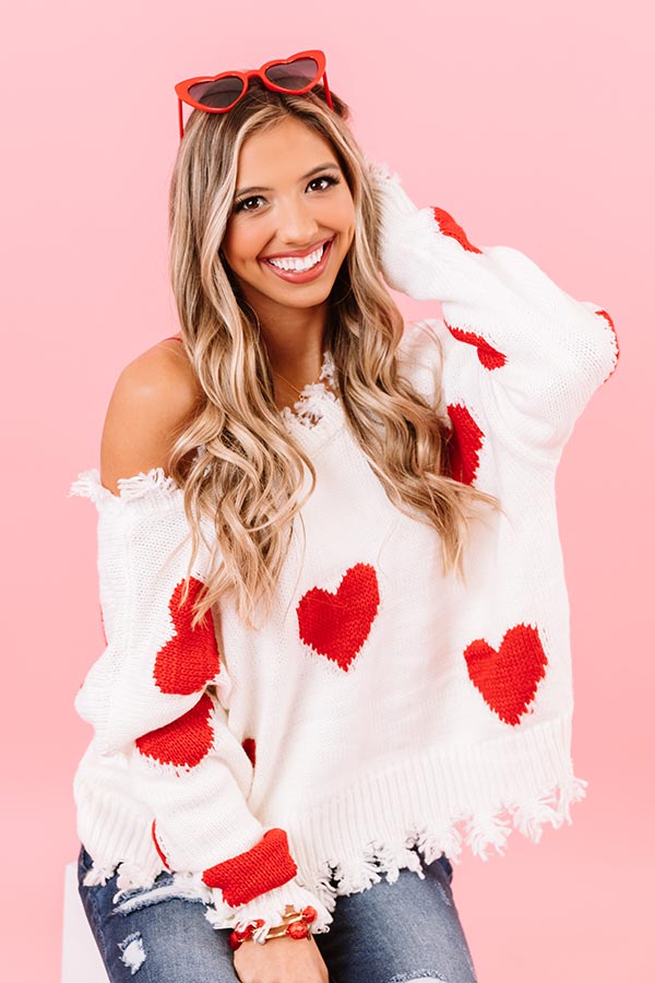 Breaking Hearts Distressed Sweater • Impressions Online Boutique
