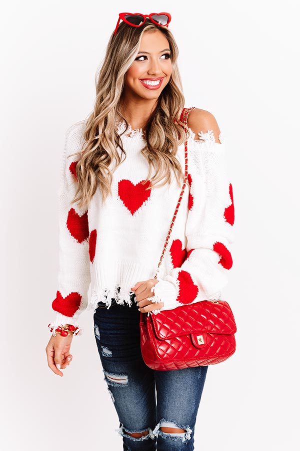 Breaking Hearts Distressed Sweater • Impressions Online Boutique