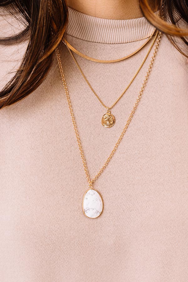 Timeless Semi Precious Layered Necklace In White • Impressions Online ...