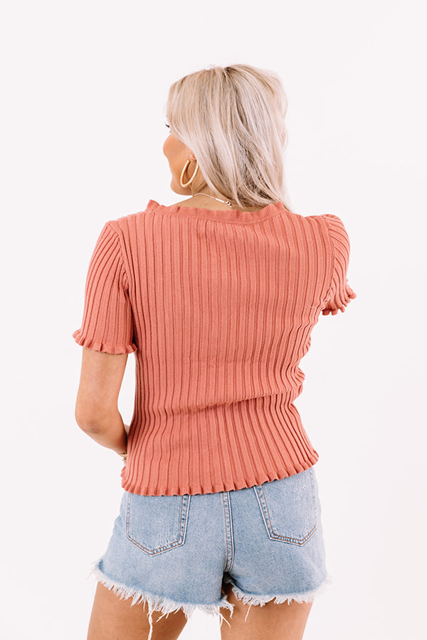 Everyday Marvelous Ribbed Top In Light Rust • Impressions Online Boutique