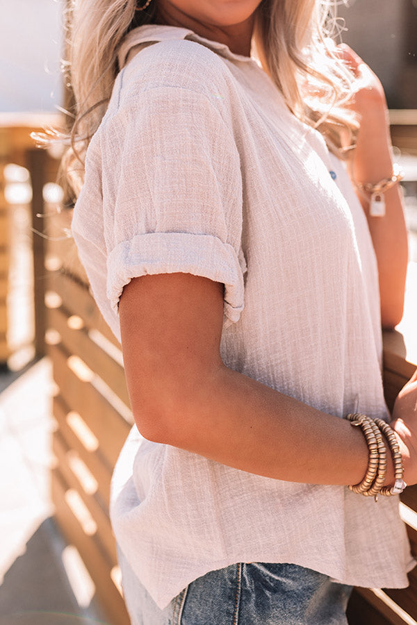 Wonderstruck Button Up Top In Birch • Impressions Online Boutique