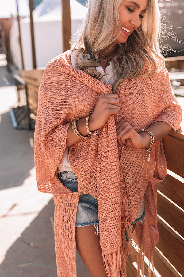 Beachy Sweet Knit Overlay In Peach • Impressions Online Boutique