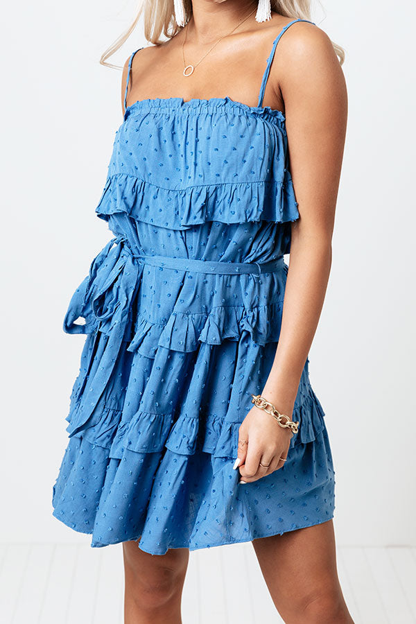 Copa Cabana Ruffle Dress In Blue • Impressions Online Boutique