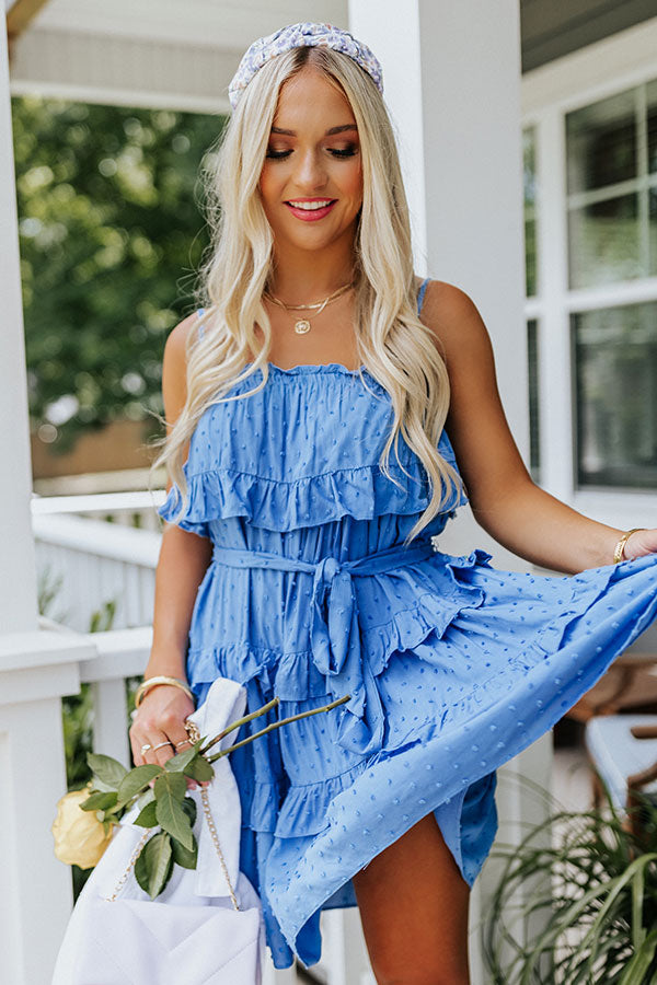 Copa Cabana Ruffle Dress In Blue • Impressions Online Boutique