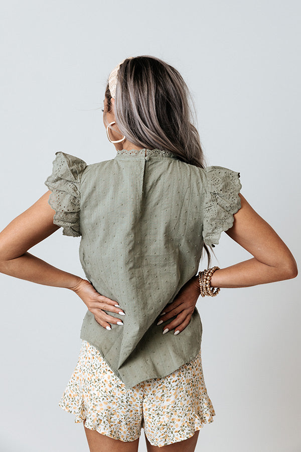 Veranda Brunch Shift Top In Sage • Impressions Online Boutique