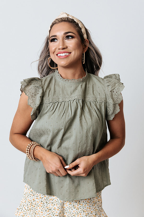 Veranda Brunch Shift Top In Sage • Impressions Online Boutique