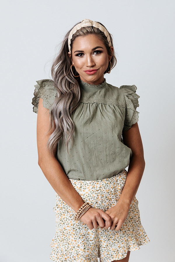 Veranda Brunch Shift Top In Sage • Impressions Online Boutique