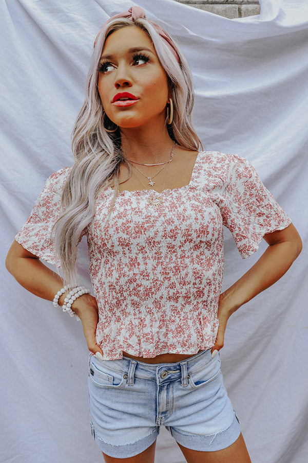 Starlet Style Floral Smocked Top In Rustic Rose • Impressions Online ...