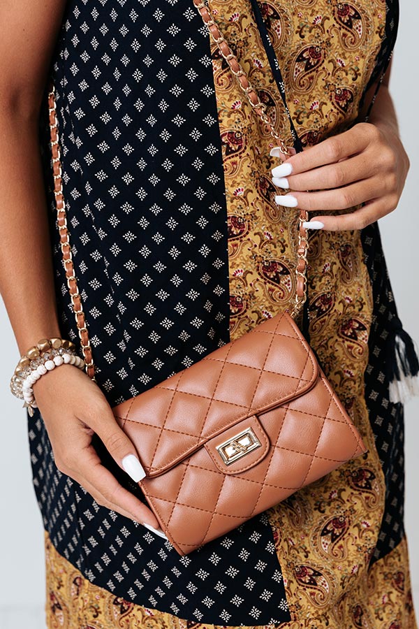 Down To The Wire Quilted Clutch In Camel • Impressions Online Boutique