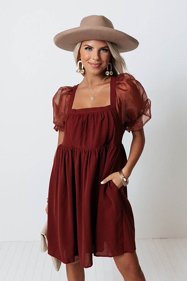 Instantly Lovestruck Babydoll Dress In Dark Rust • Impressions Online ...