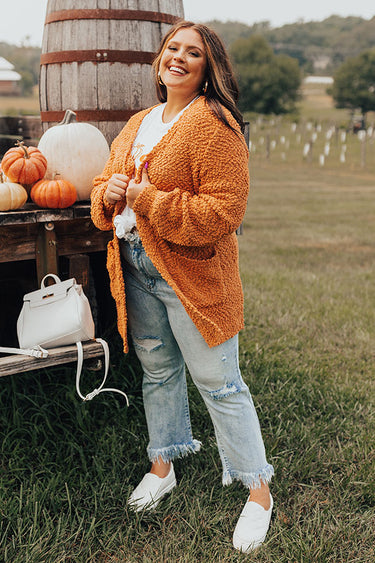 All Spice Popcorn Knit Cardigan In Pumpkin Curves – Impressions Online ...