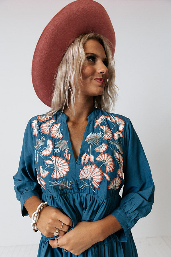 Sweet Touch Embroidered Babydoll Dress In Teal • Impressions Online ...