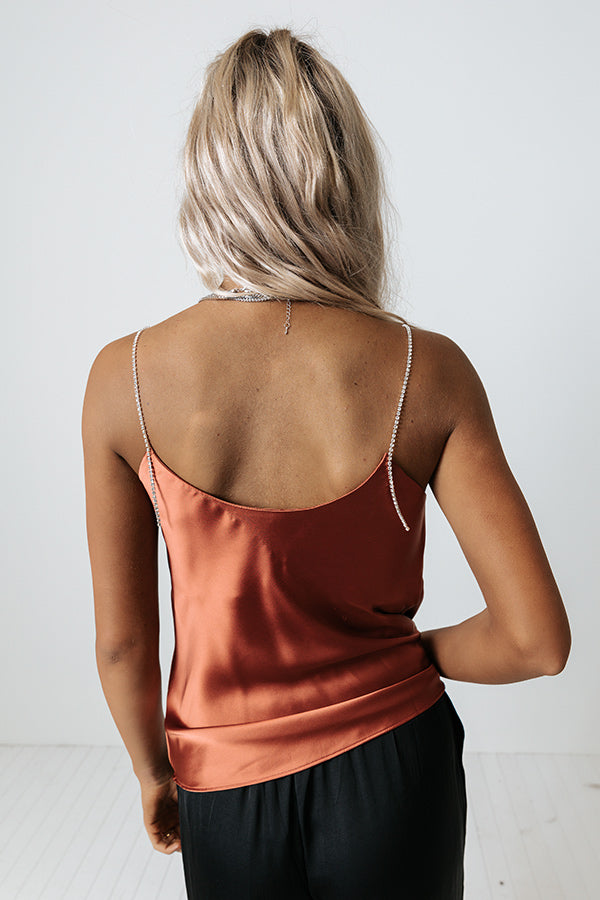 All The Glamour Satin Top In Rust • Impressions Online Boutique
