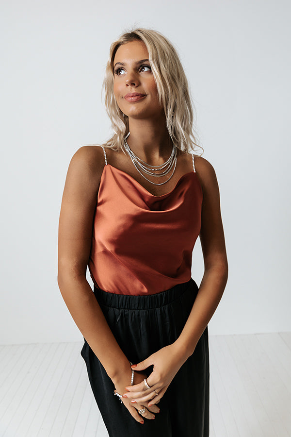 All The Glamour Satin Top In Rust • Impressions Online Boutique
