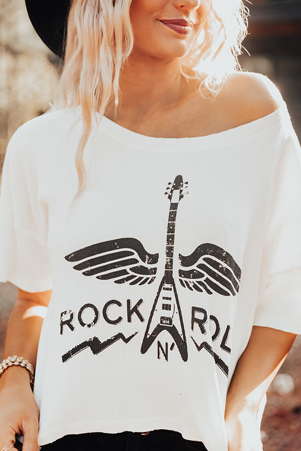 Rock N' Roll Cropped Graphic Tee • Impressions Online Boutique