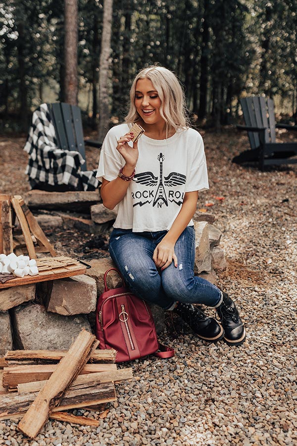 Rock N' Roll Cropped Graphic Tee • Impressions Online Boutique