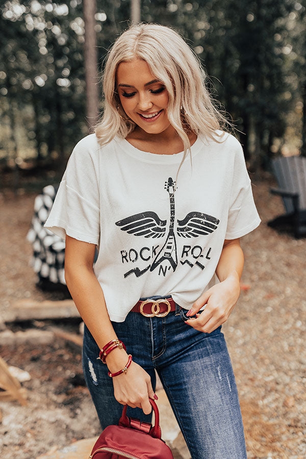 Rock N' Roll Cropped Graphic Tee • Impressions Online Boutique