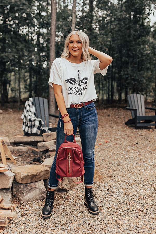 Rock N' Roll Cropped Graphic Tee • Impressions Online Boutique