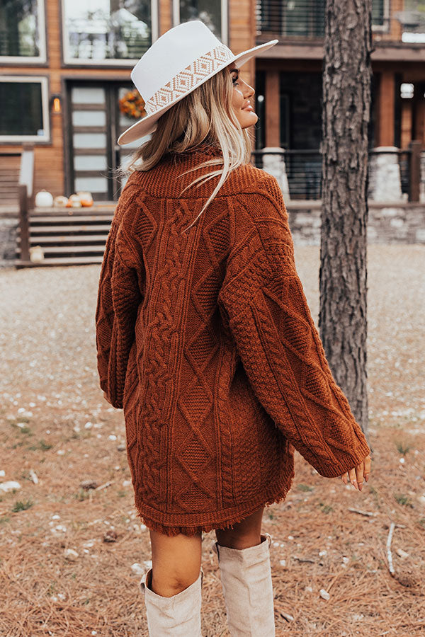 Piece Of Pie Cable Knit Cardigan In Rust – Impressions Online Boutique