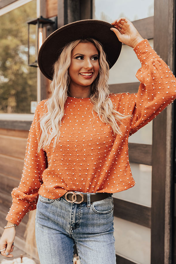 Pumpkin Bonfire Knit Sweater In Rust • Impressions Online Boutique