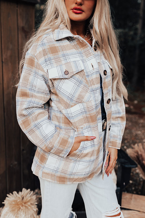 Cozy Up In Carolina Plaid Jacket In Iced Latte • Impressions Online ...