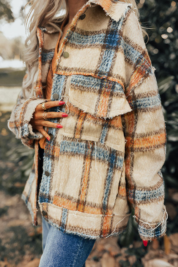 Cinnamon Brown Plaid Jacket in Iced Latte • Impressions Online Boutique