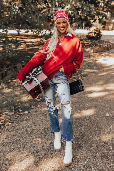 Wrapped Around Your Finger Sweater In Red – Impressions Online Boutique