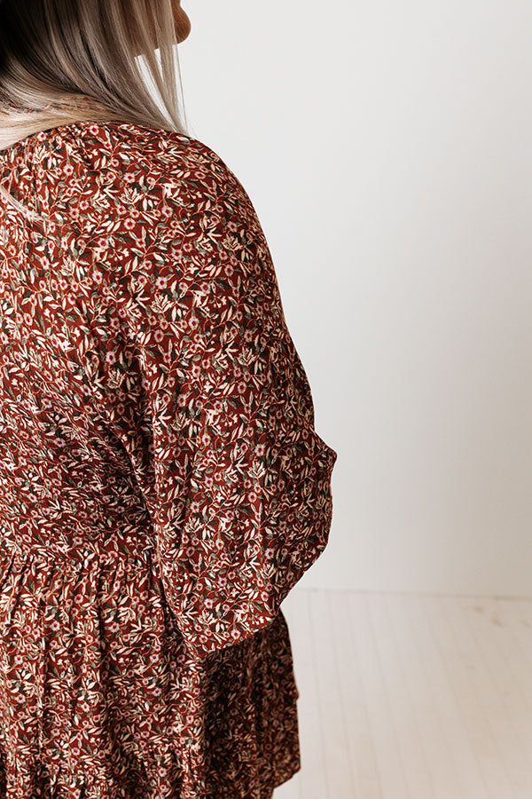 Boho In Soho Floral Shift Dress in Rust Curves • Impressions Online ...