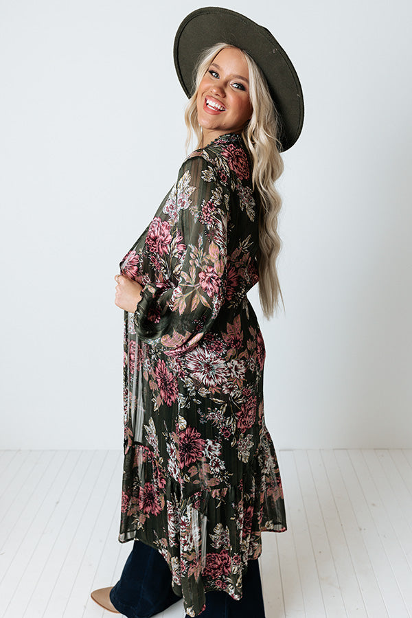 Looking At London Floral Duster Overly in Olive – Impressions Online ...