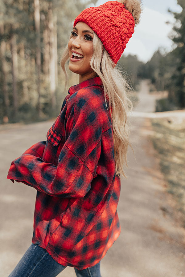 Fall Hike Flannel Top In Red • Impressions Online Boutique