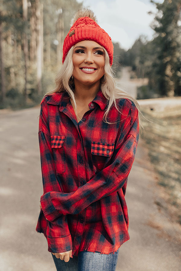 Fall Hike Flannel Top In Red • Impressions Online Boutique