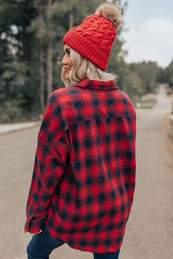 Fall Hike Flannel Top In Red • Impressions Online Boutique
