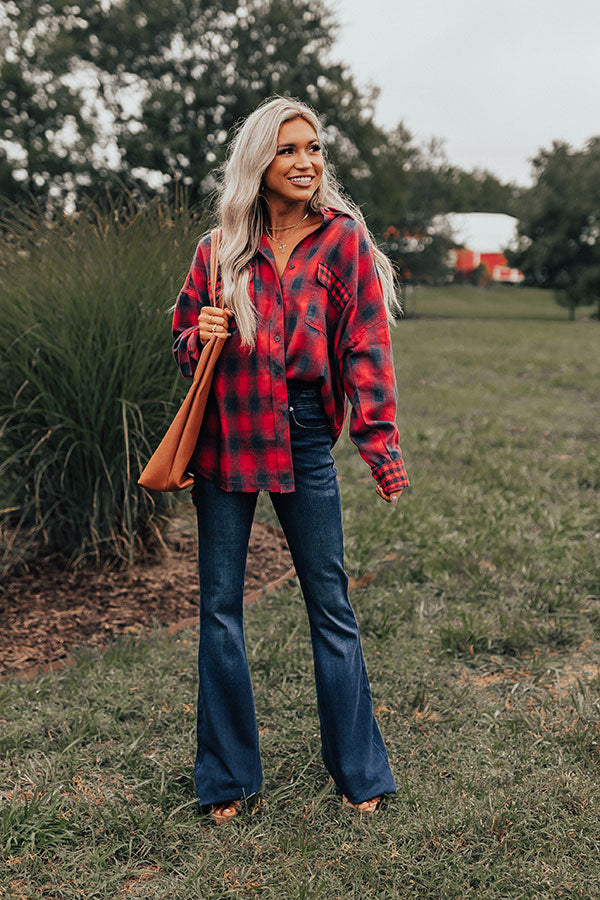 Fall Hike Flannel Top In Red • Impressions Online Boutique