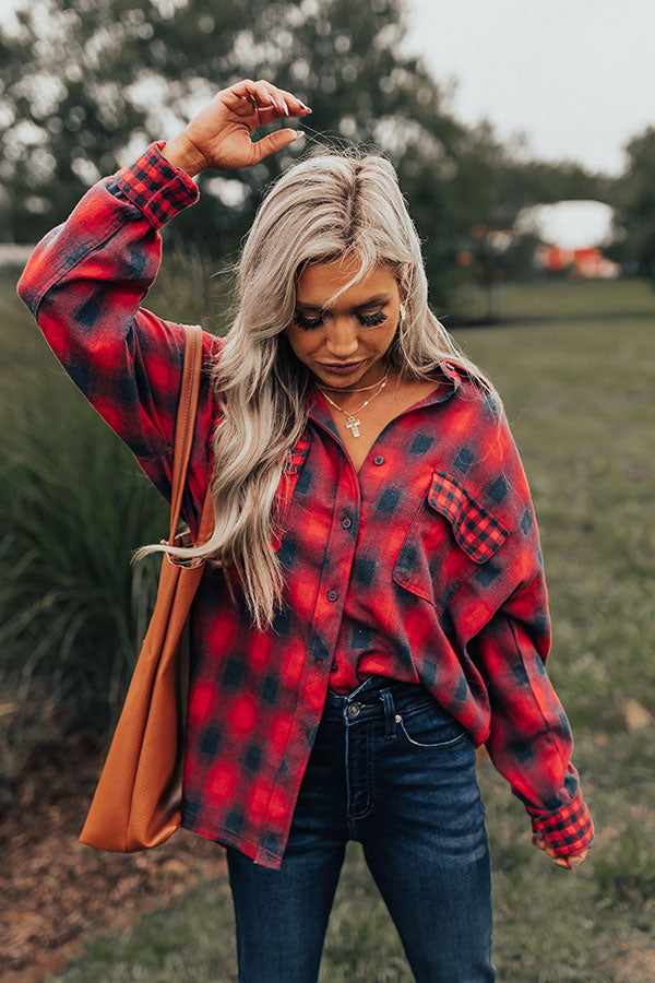 Fall Hike Flannel Top In Red • Impressions Online Boutique