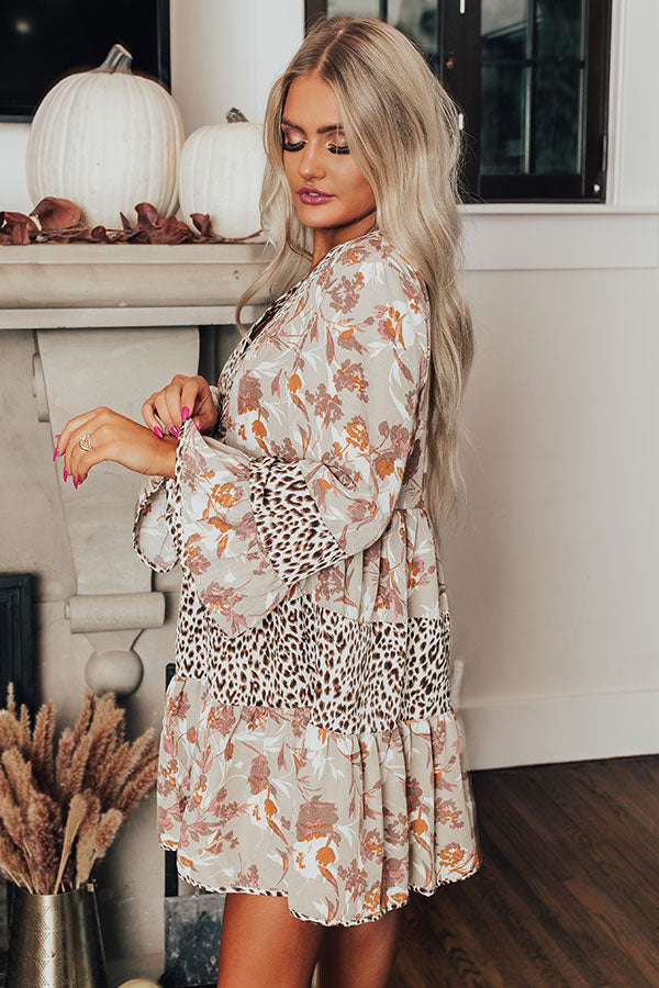 Fall Delight Floral Babydoll Dress In Birch • Impressions Online Boutique