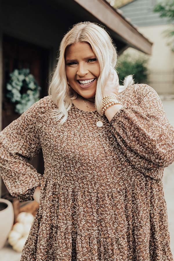 Vibrant Energy Floral Top In Brown Curves • Impressions Online Boutique